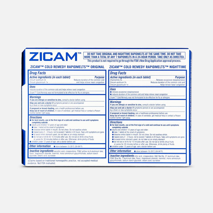Zicam Cold Remedy Rapidmelts Original and Nighttime Combo Tablets, 25 ct.