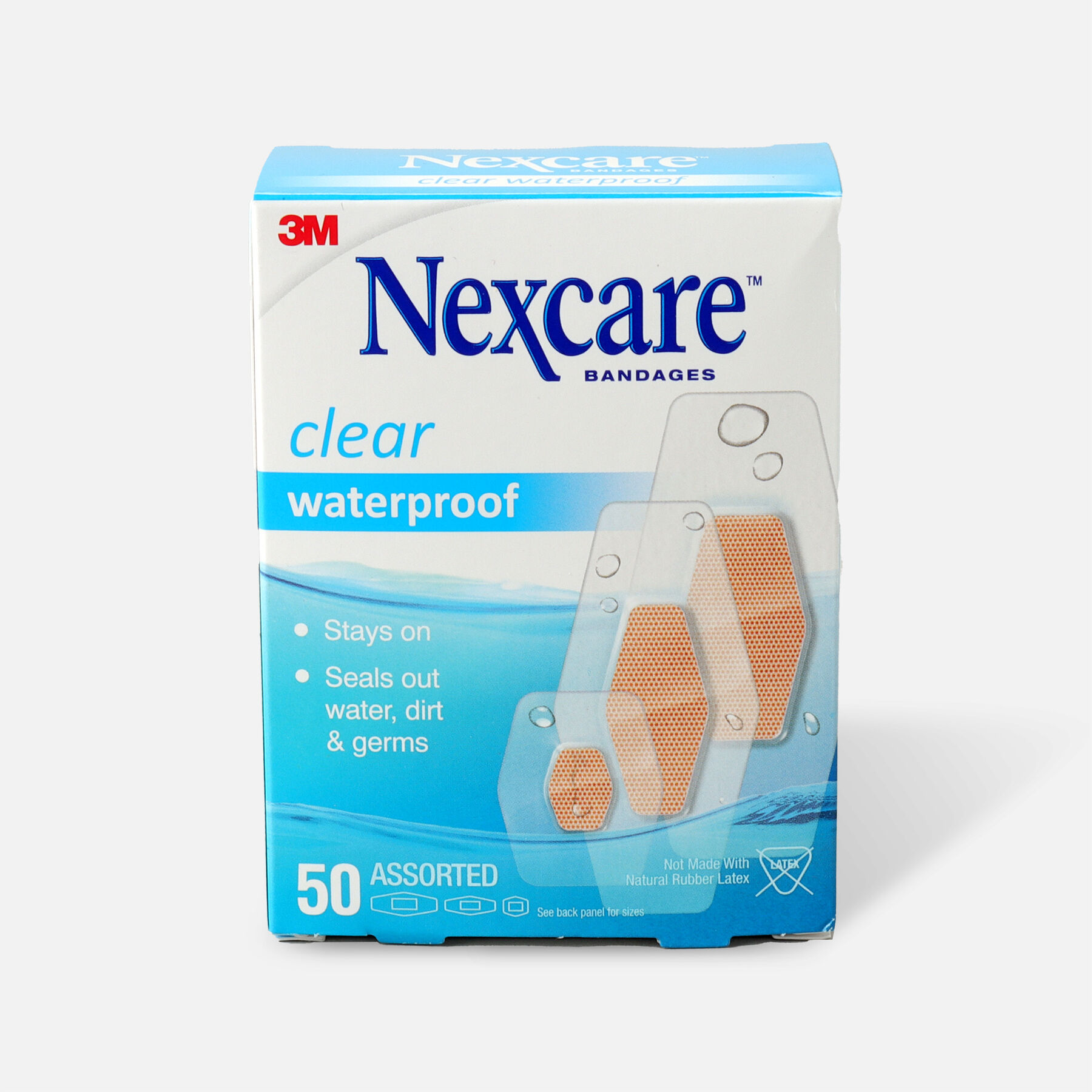 Nexcare Waterproof Clear Bandage, Assorted Sizes